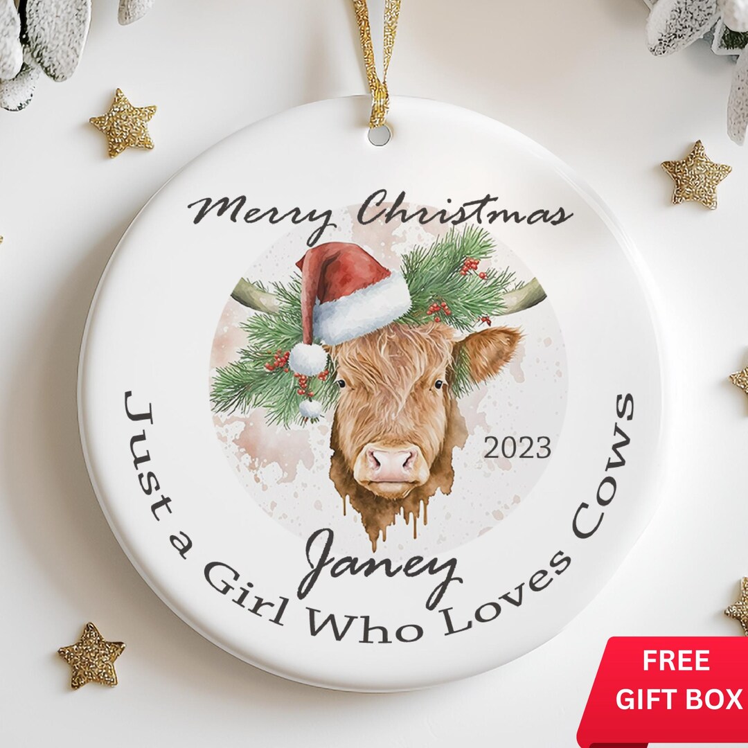Highland Cow Personalized Christmas Ornament for Girl Who Loves Cows ...