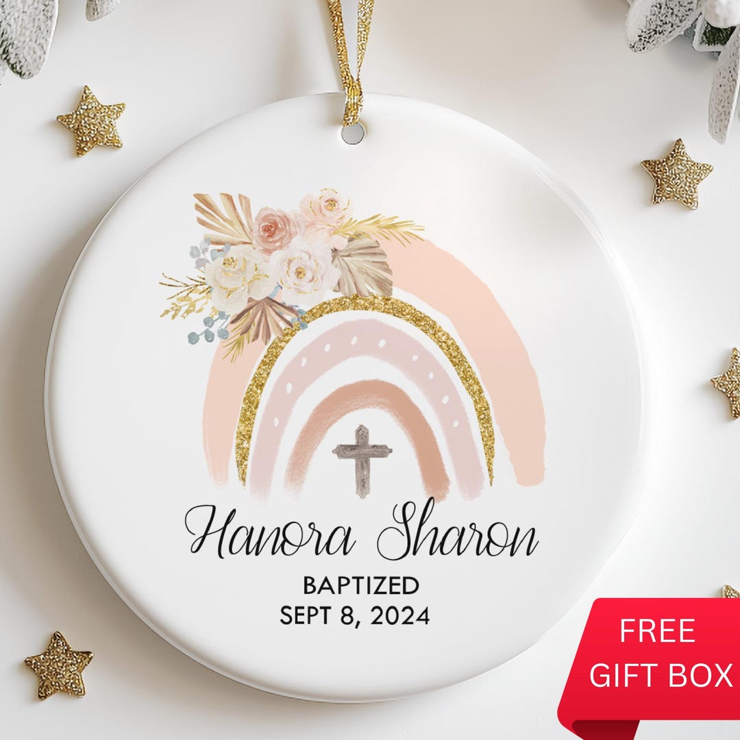 Custom Baptism Ornament for Girl, Christmas Baptism Gift, Personalized ...