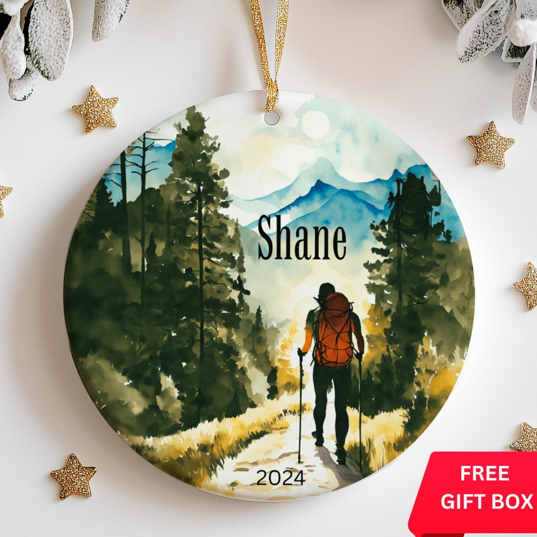 Custom Hiking Ornament Watercolor - Camper Tree Ornament, Personalized ...
