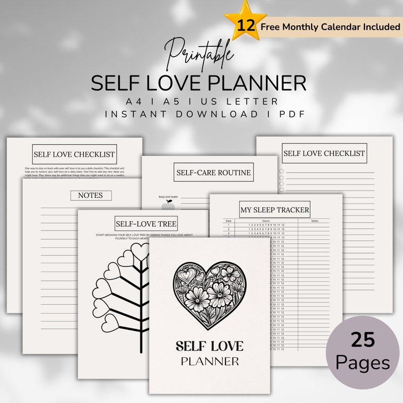Printable Self Love Planner, Mental Health Worksheet, Mindfulness ...