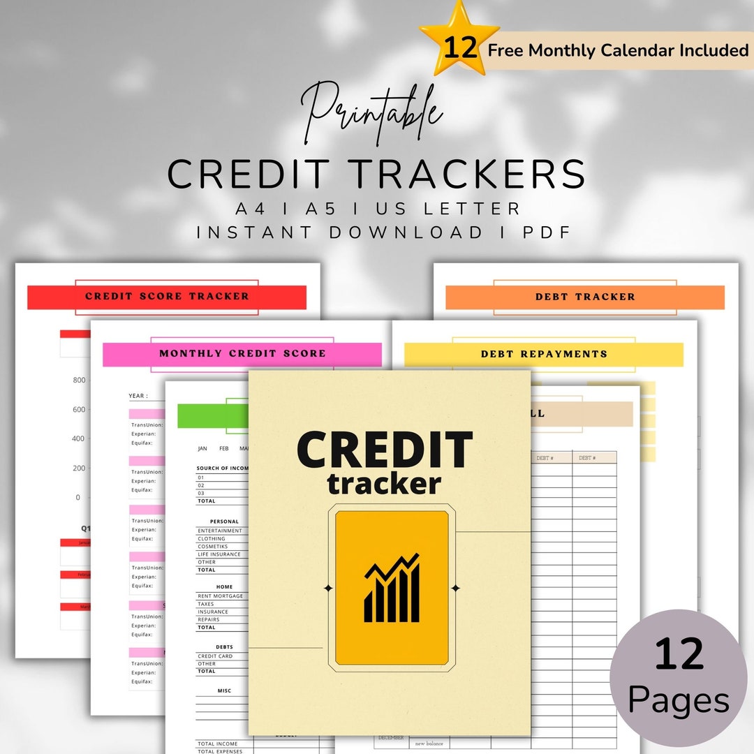 Printable Credit Trackers, Personal Finance Organizer, Instant Download ...