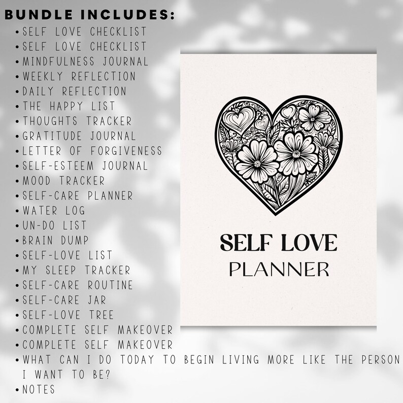 Printable Self Love Planner, Mental Health Worksheet, Mindfulness ...