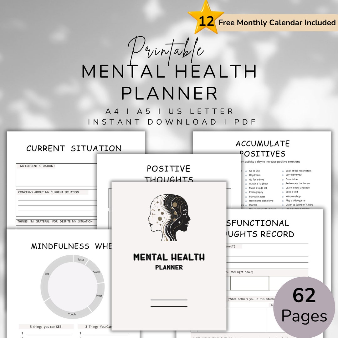 Printable Mental Planner Planner, Self Care Tracker, Mental Health ...