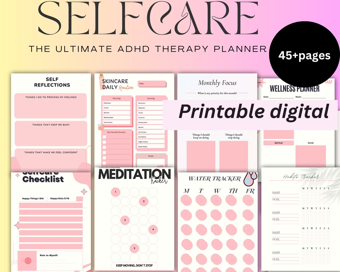 ADHD Therapy Planner / Self-care Bundle: Planner, Journal, and Coping ...