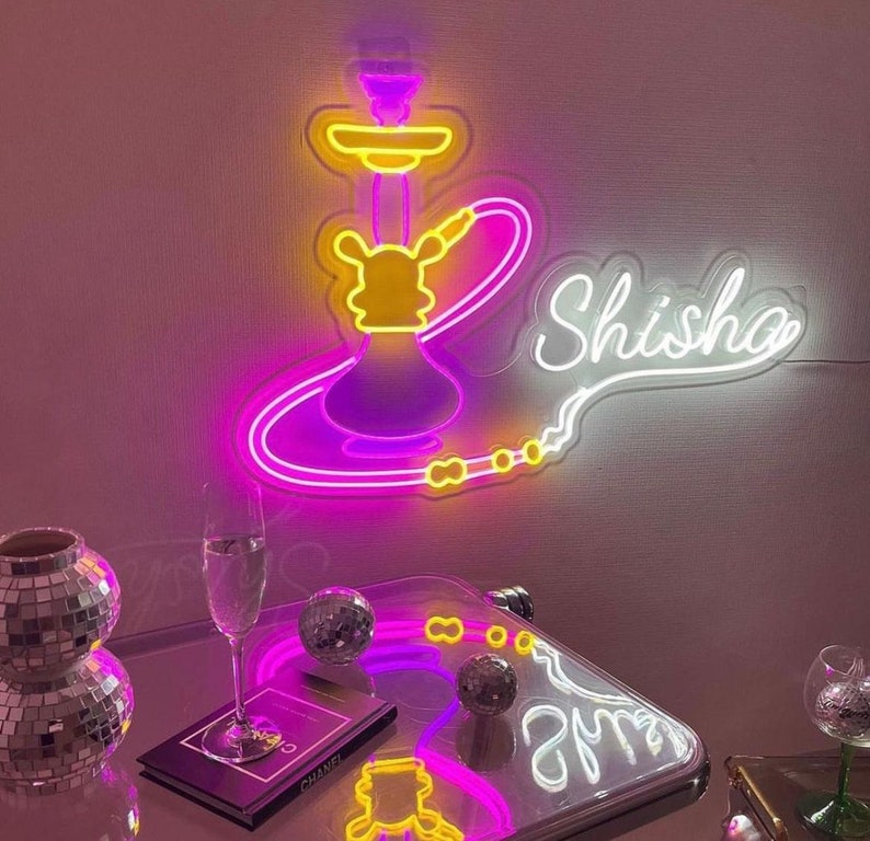 Shisha Neon Sign, Good Vibes Neon, Wall Neon Sign, Home Neon Sign ...