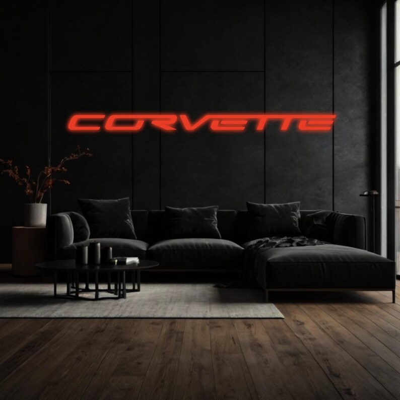 Corvette Neon Sign, Corvette Logo Neon Sign, Corvette Letter Neon Sign ...