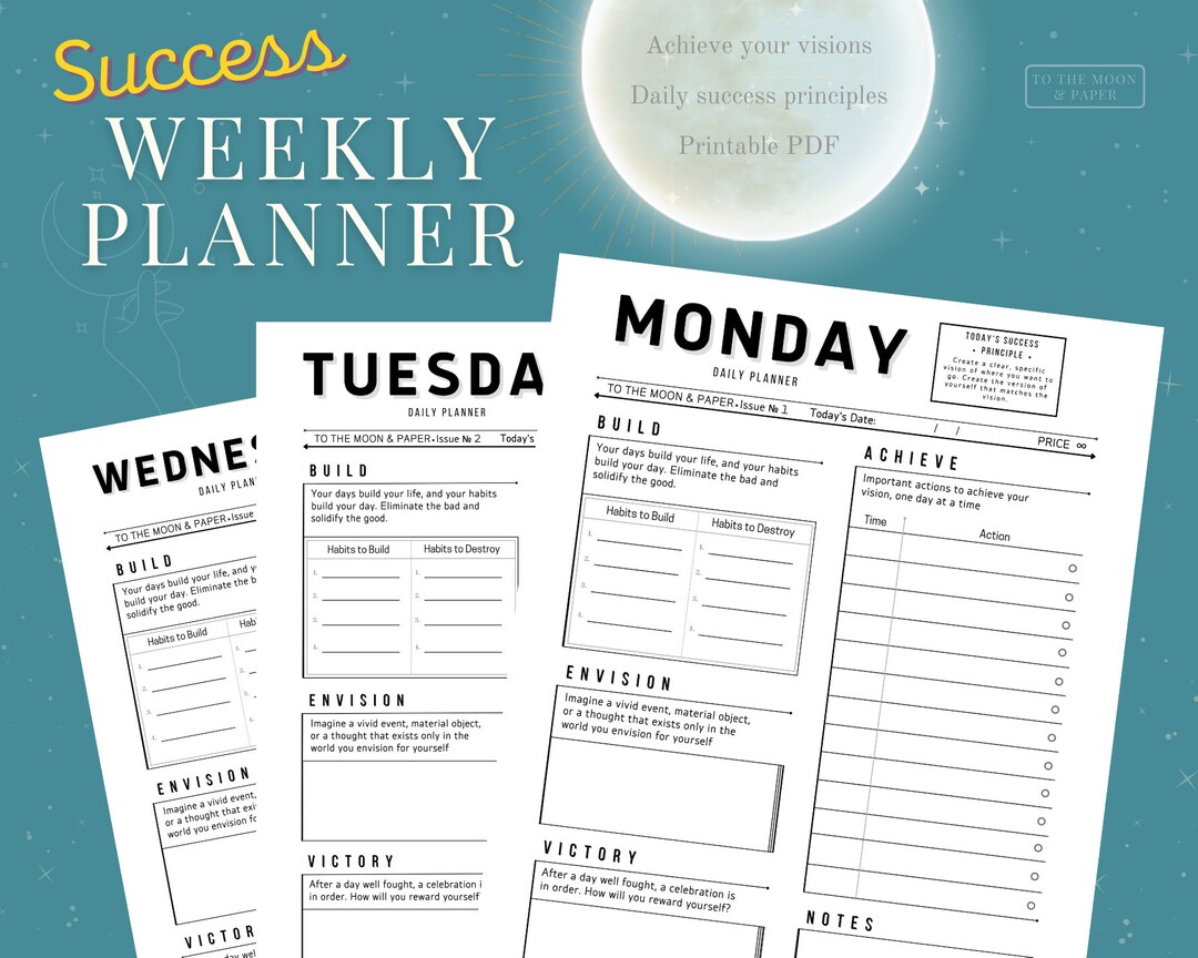 Success Weekly Planner Printable Planner Success Weekly Planner ...