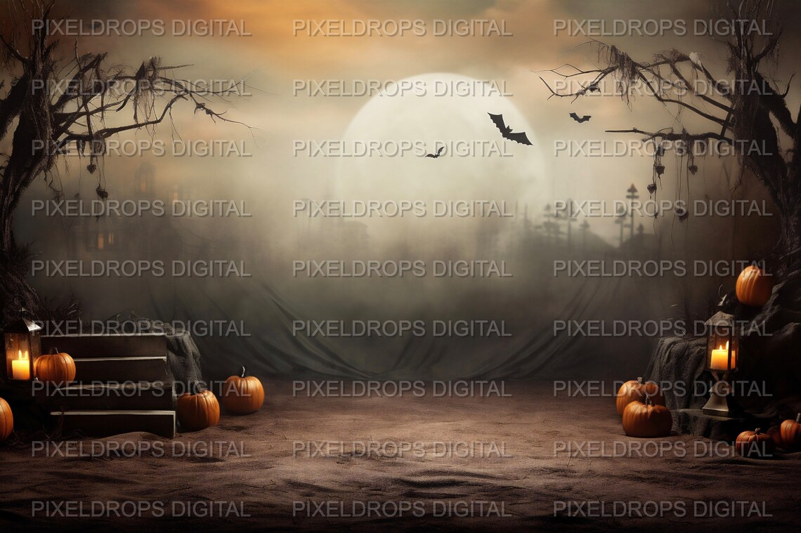 Halloween Digital Backdrop THE HALLOWEEN SET - Etsy