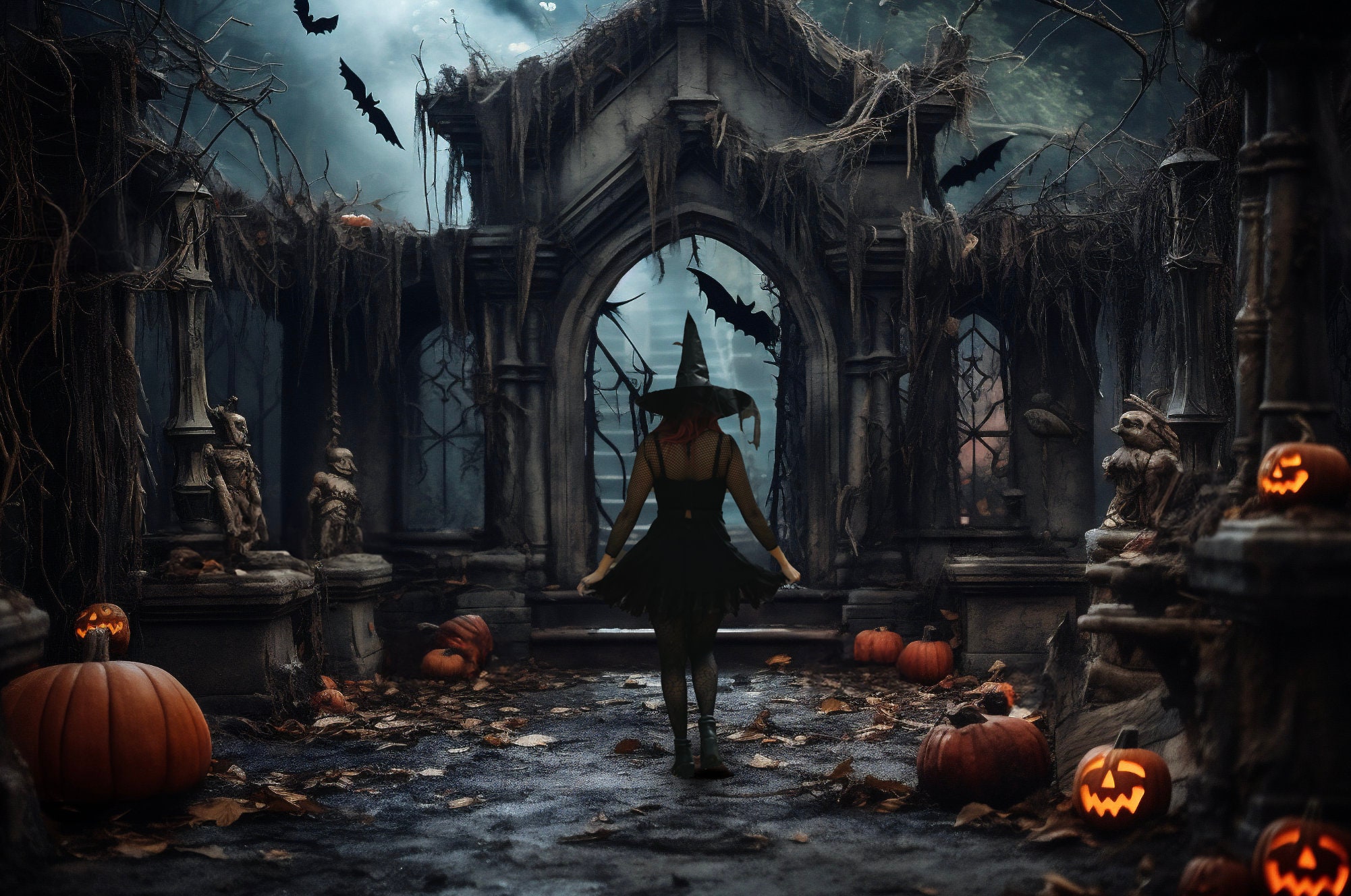 Halloween Digital Backdrop Halloween ENTRANCE - Etsy