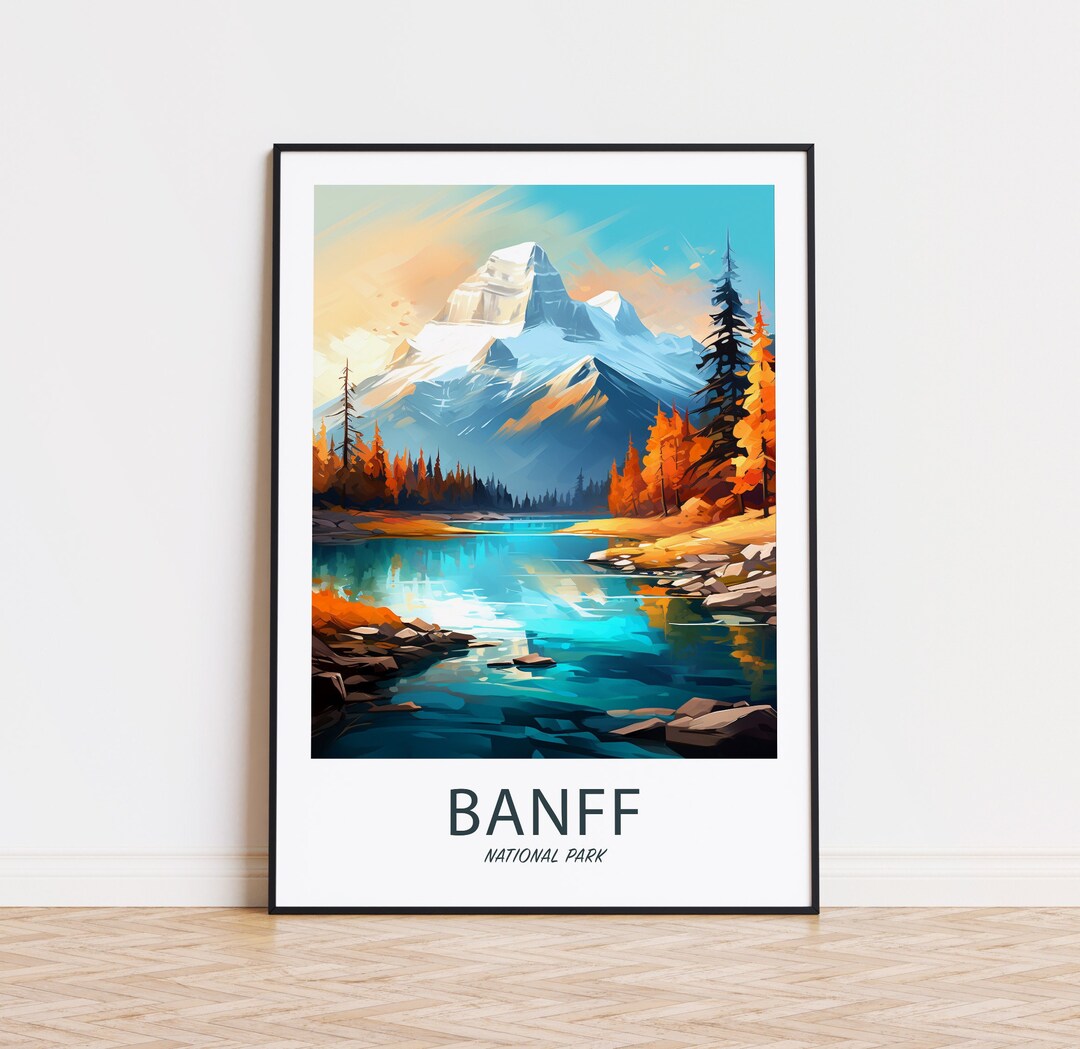 Banff Poster Canada Wall Art National Park Travel Poster Hiker Gift ...