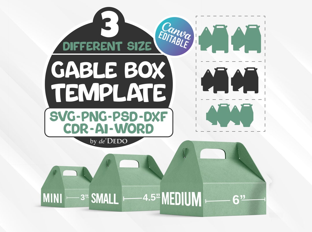 Gable Box Template Bundle, Gable Box SVG, Box Template SVG, Gift Box ...