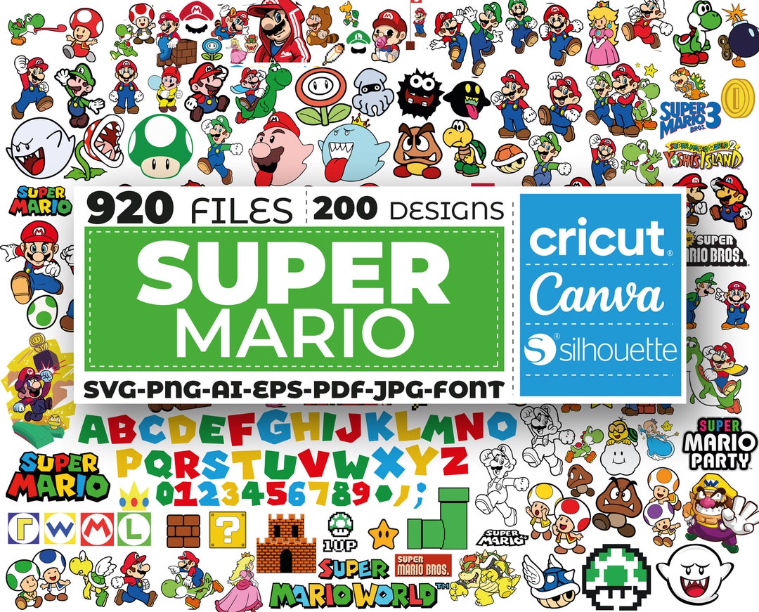 Super Mario Bundle Svg, Mario Family Svg, Mario Svg Cut Files for ...