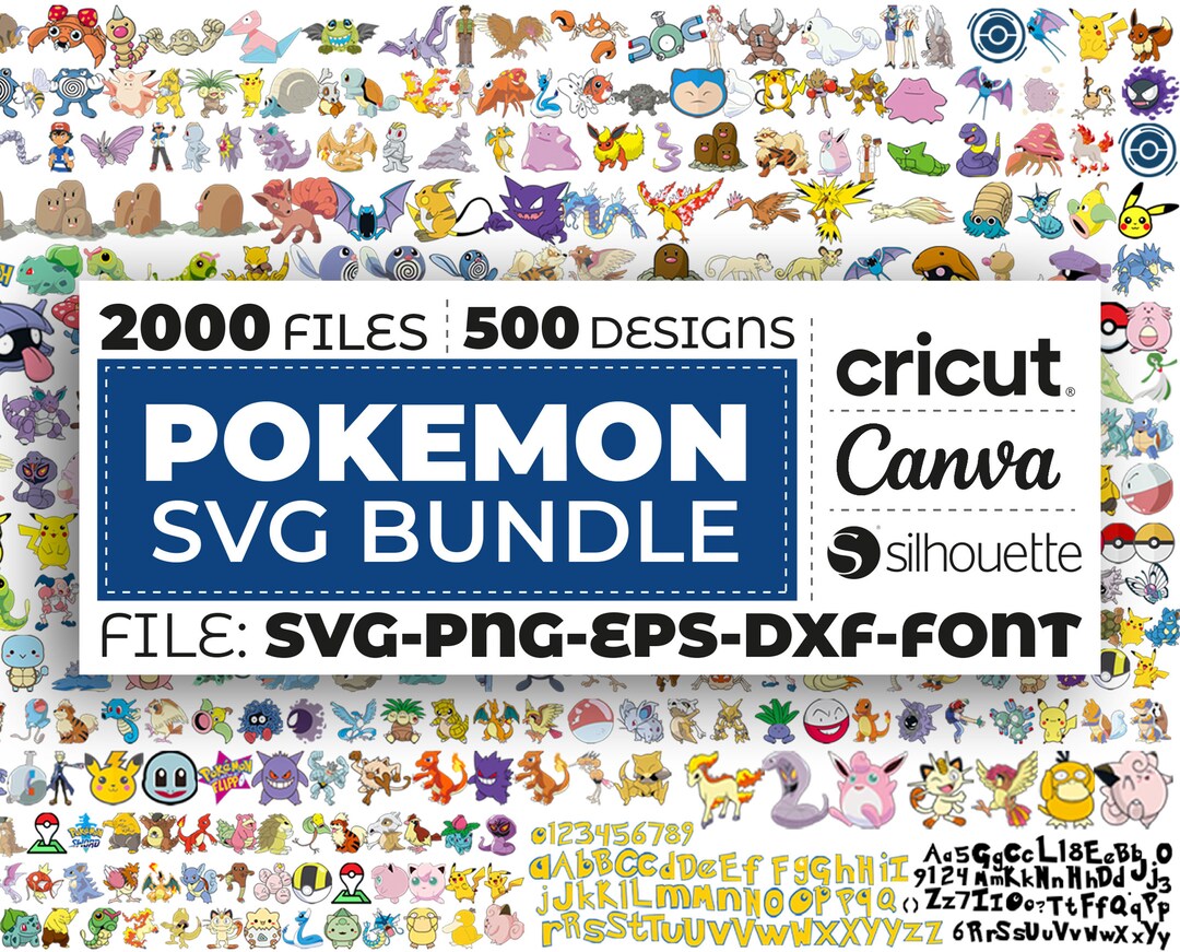 Pokemon Bundle Svg, Pokemon Clipart, Pokemon Png, Pokemon Font, Pikachu ...