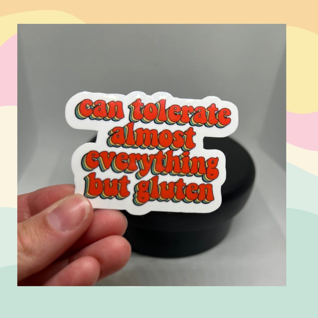 Retro Gluten-free Humor Vinyl Sticker | Celiac Awareness Gift | Funny ...