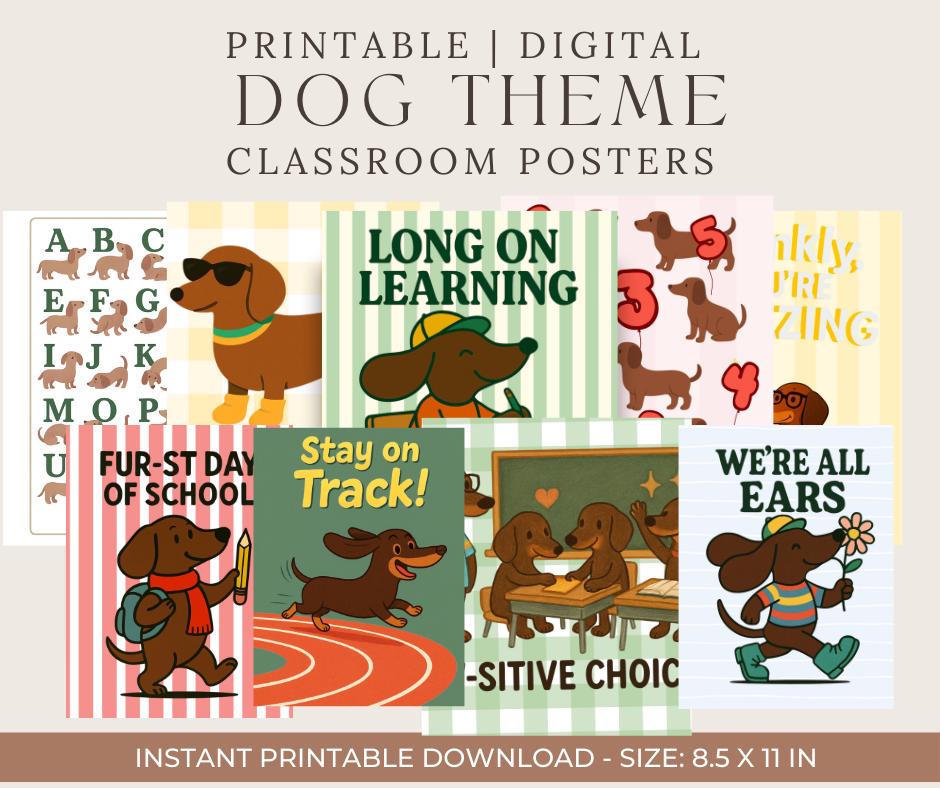 Dachshund Classroom Posters: Back to School Bulletin Board Set (digital ...