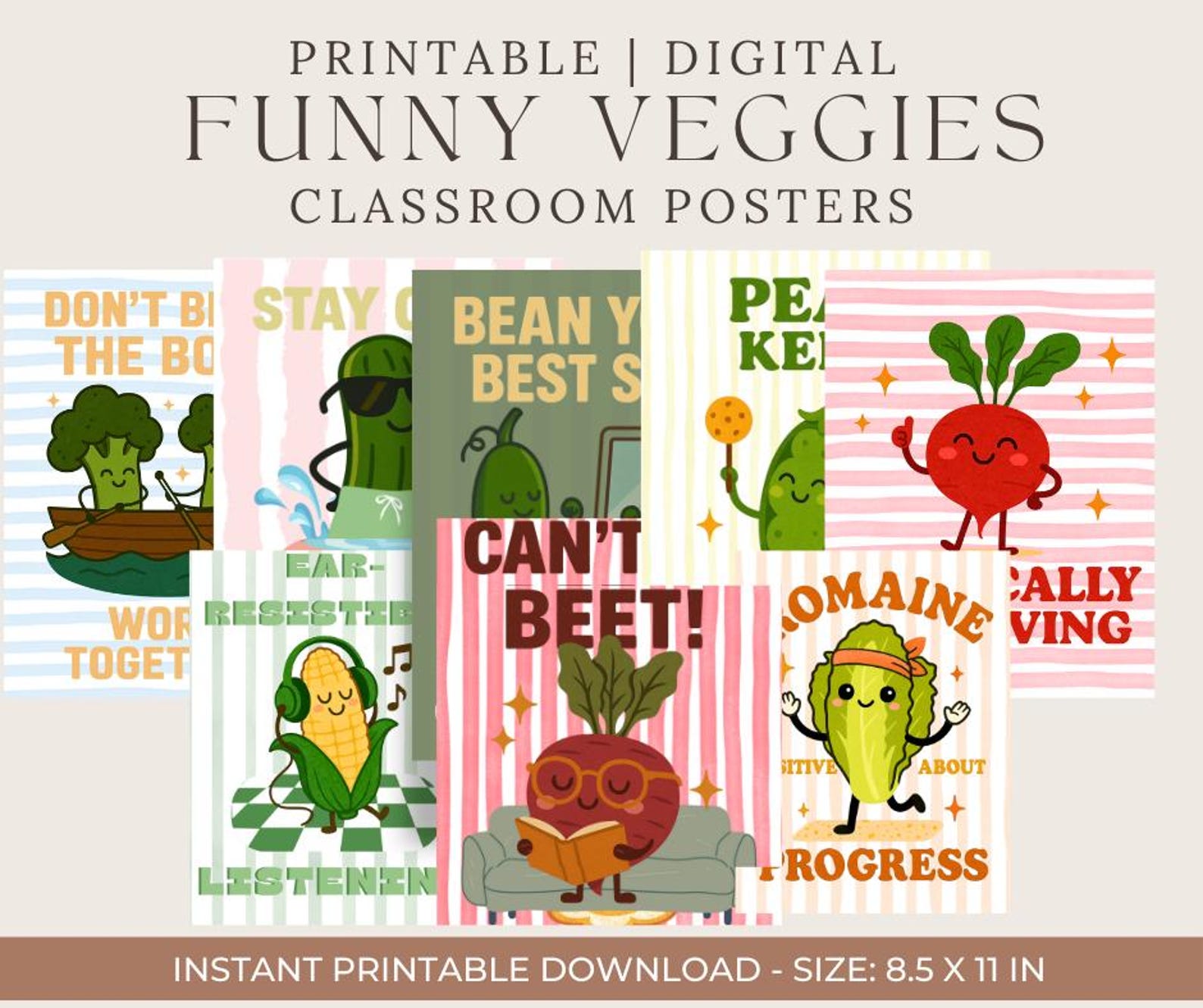 Punny Vegetable Classroom Posters: Positive Teacher & SLP Decor ...