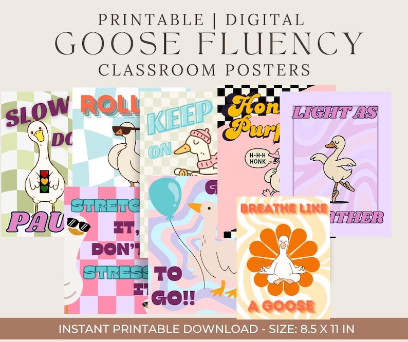Silly Goose Speech Therapy Posters: Retro Classroom Decor (PDF Download ...