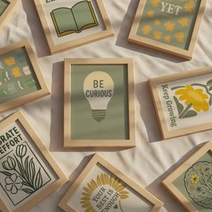 Growth Mindset Poster Bundle: Sage Green & Yellow Minimalist Classroom ...