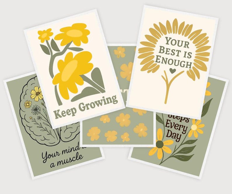 Growth Mindset Poster Bundle: Sage Green & Yellow Minimalist Classroom ...