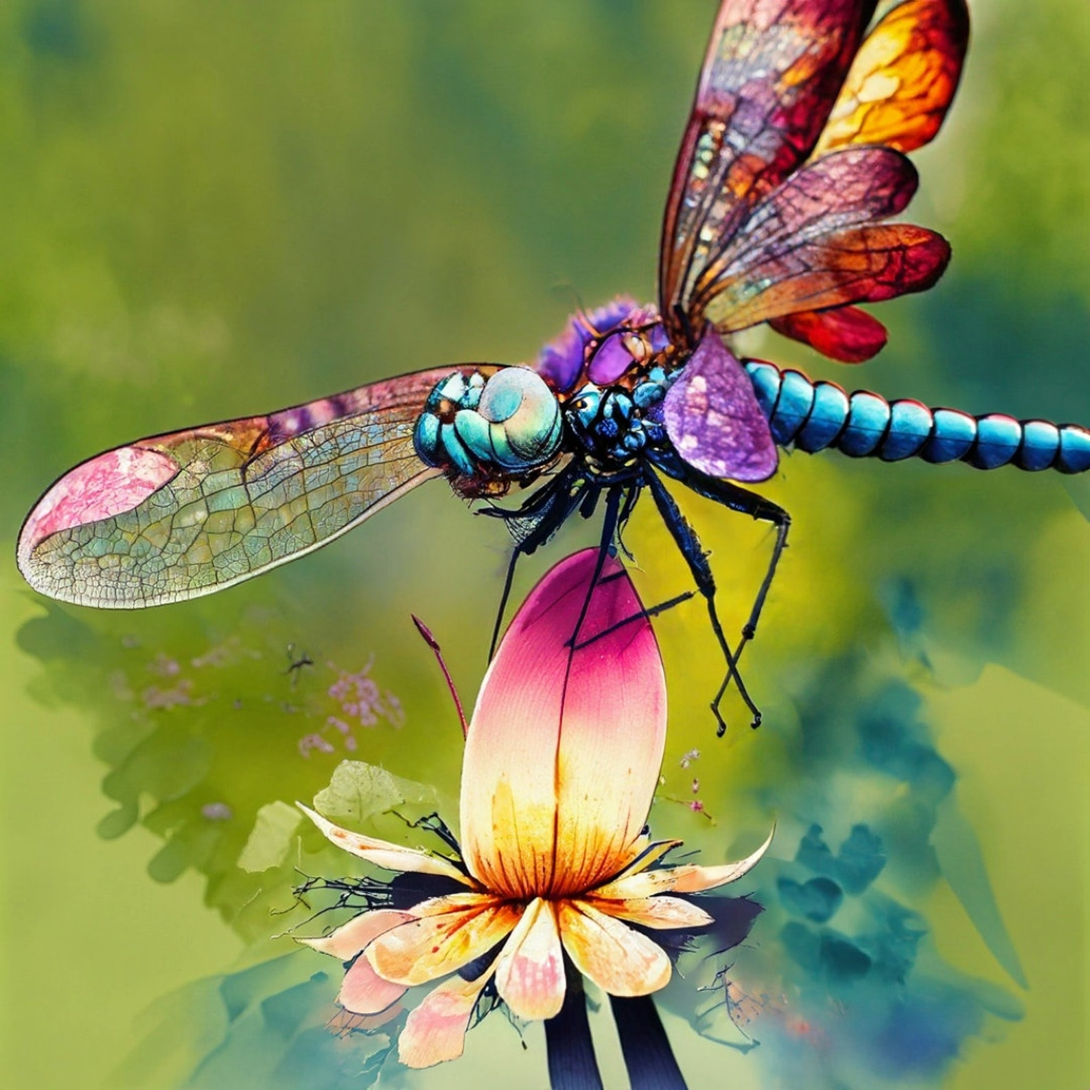 Dragonflies on Various Flowers-digital Downloads-ai Generated - Etsy