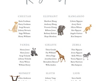 Bird Wedding Seating Plan, Animal Wedding Seating Chart, Bird Spotting ...