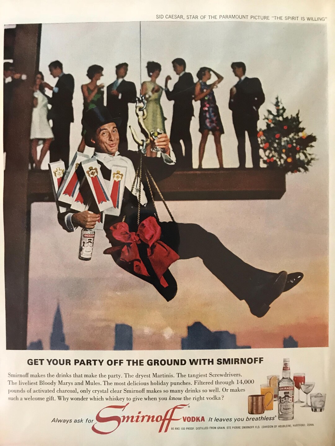 1960s Smirnoff/sid Caesar Original Vintage Life Magazine Advertisement ...