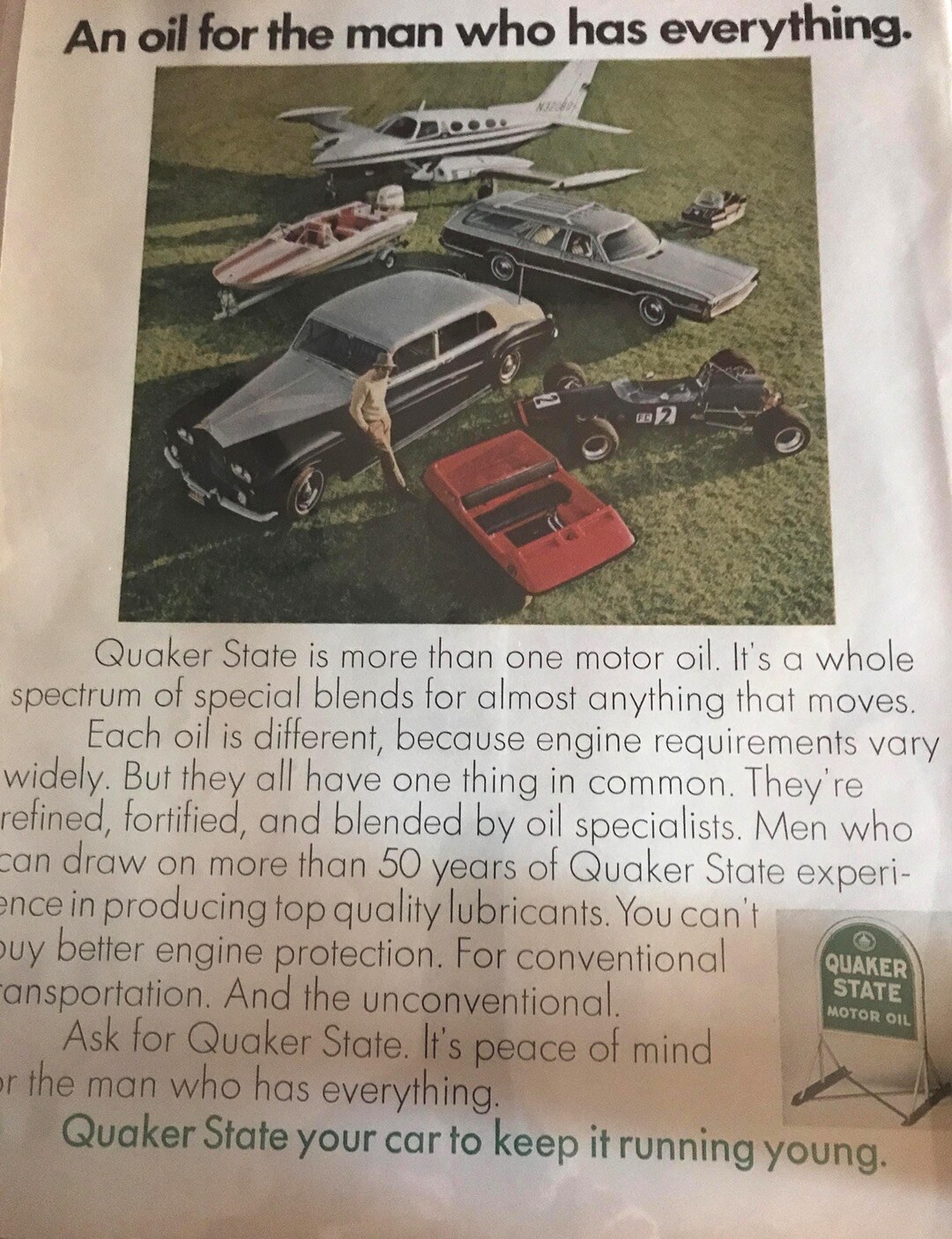 1970’s Quaker State Original Vintage Life Magazine Advertisement - Etsy
