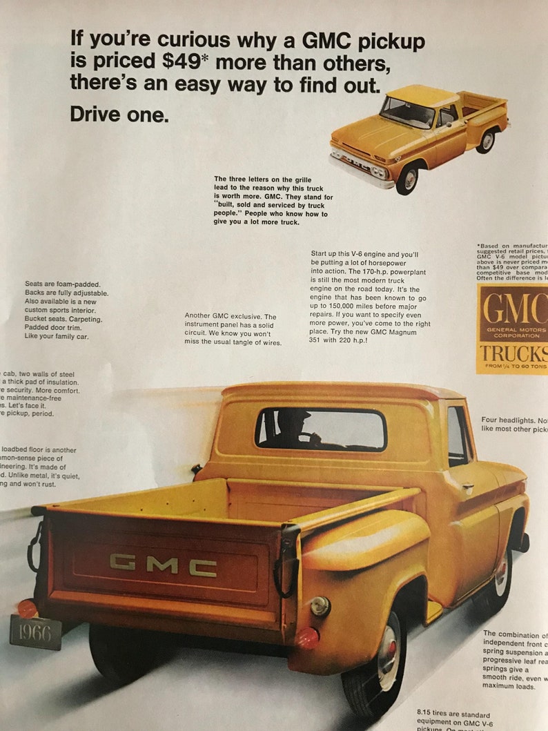 1960s GMC Trucks Original Vintage Life Magazine Advertisement - Etsy