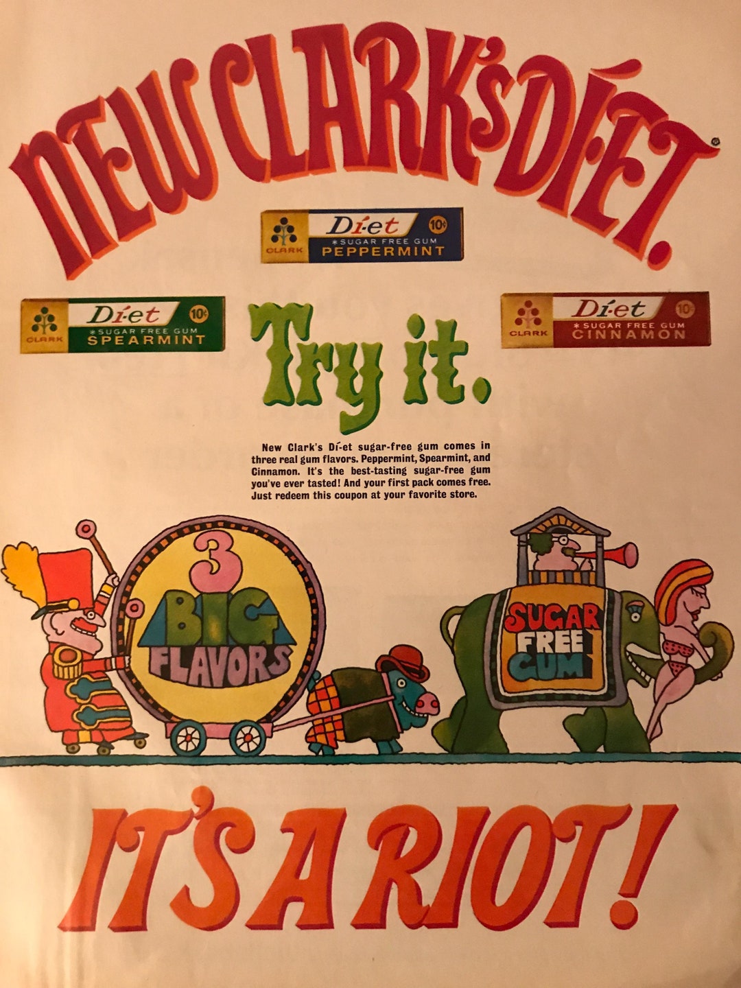 1960s Clark Gum Original Vintage Life Magazine Advertisement - Etsy