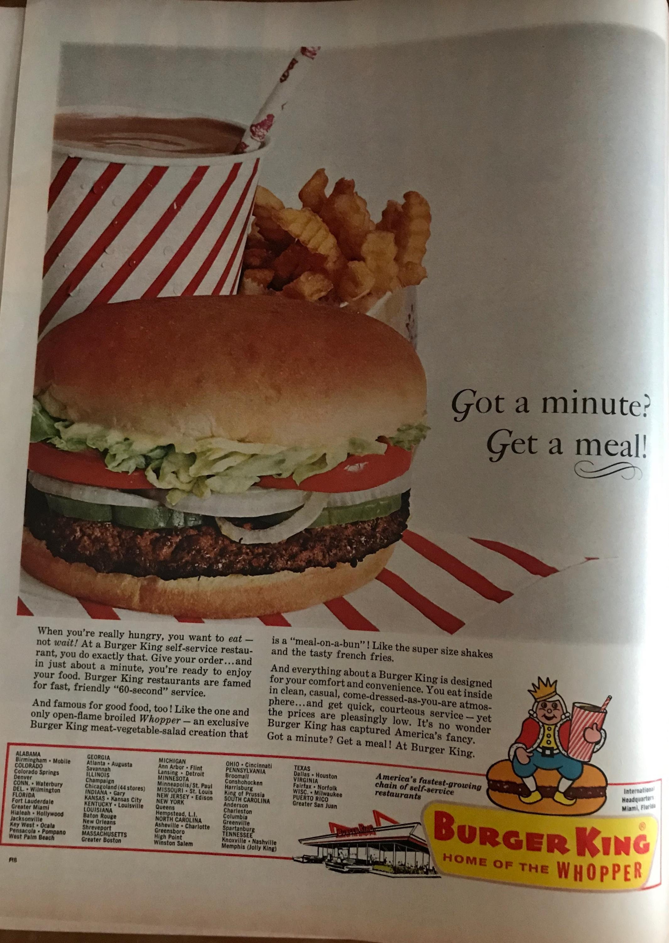 1960s Burger King Original Vintage Life Magazine Advertisement - Etsy