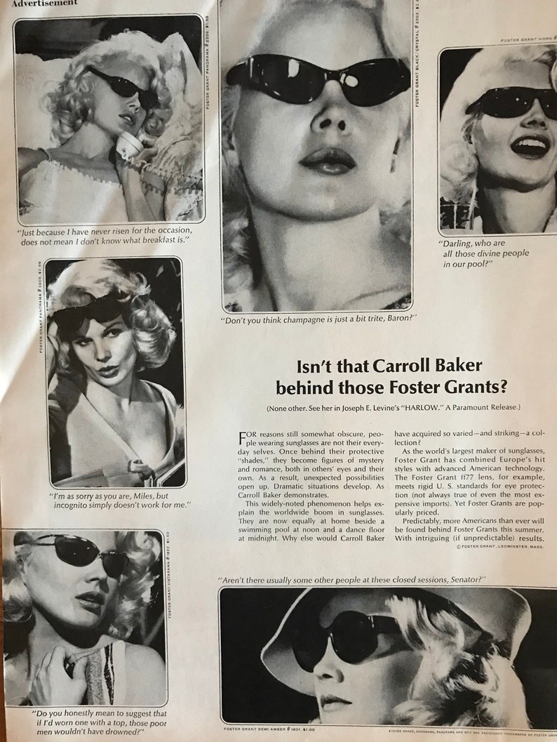 1960’s Foster Grant Original Vintage Life Magazine Advertisement - Etsy