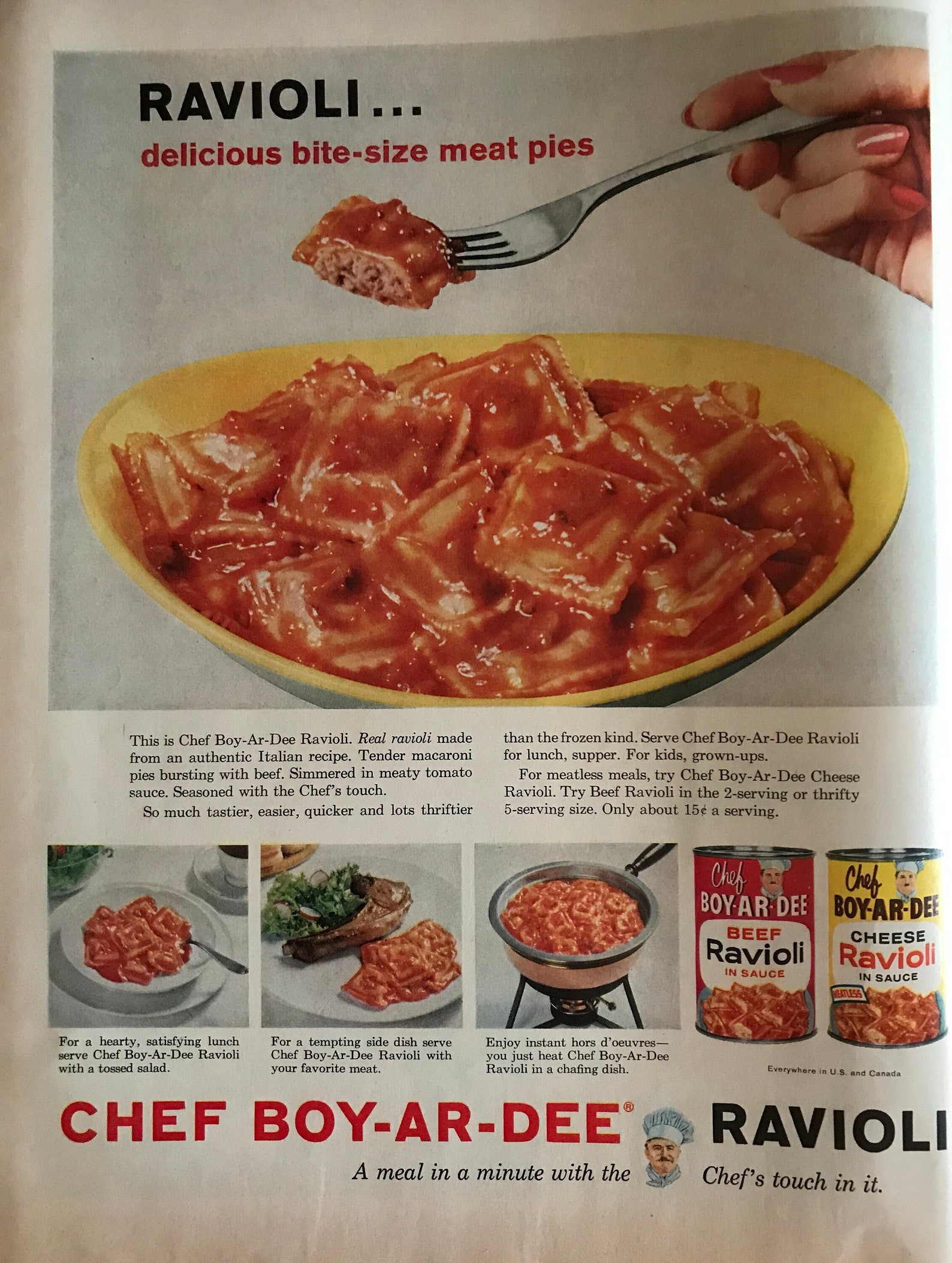 1960’s Chef Boyardee Original Vintage Life Magazine Advertisement - Etsy