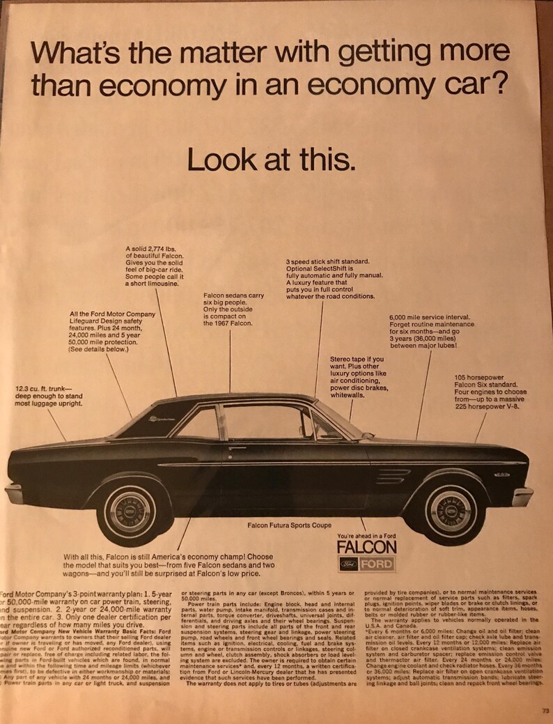 1960’s Ford Falcon Original Vintage Life Magazine Advertisement - Etsy