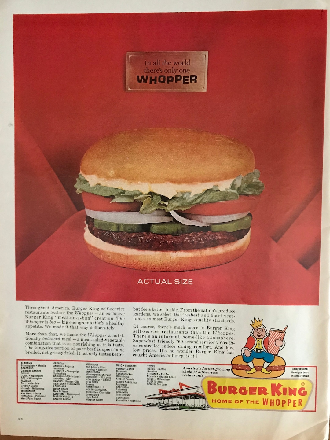 1960’s Burger King Original Vintage Life Magazine Advertisement - Etsy
