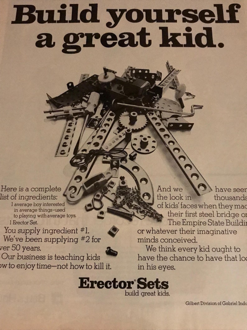 1960s Erector Sets Original Vintage Life Magazine Advertisement - Etsy