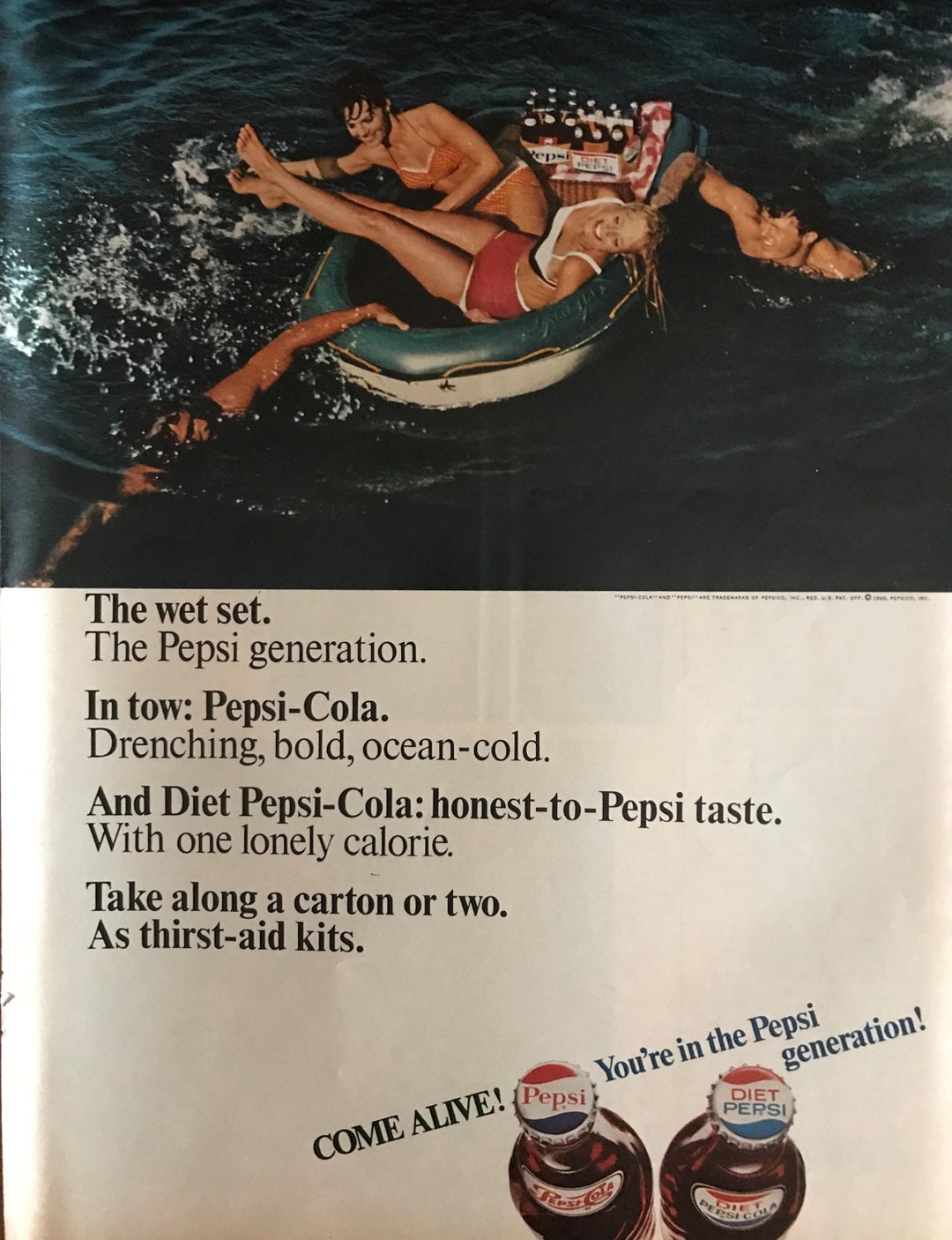 1960’s Pepsi Original Vintage Life Magazine Advertisement - Etsy