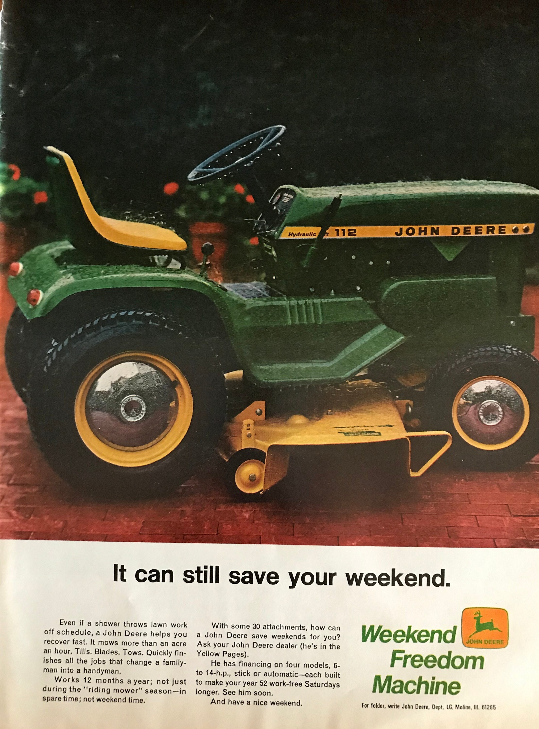 1960’s John Deere Original Vintage Life Magazine Advertisement - Etsy