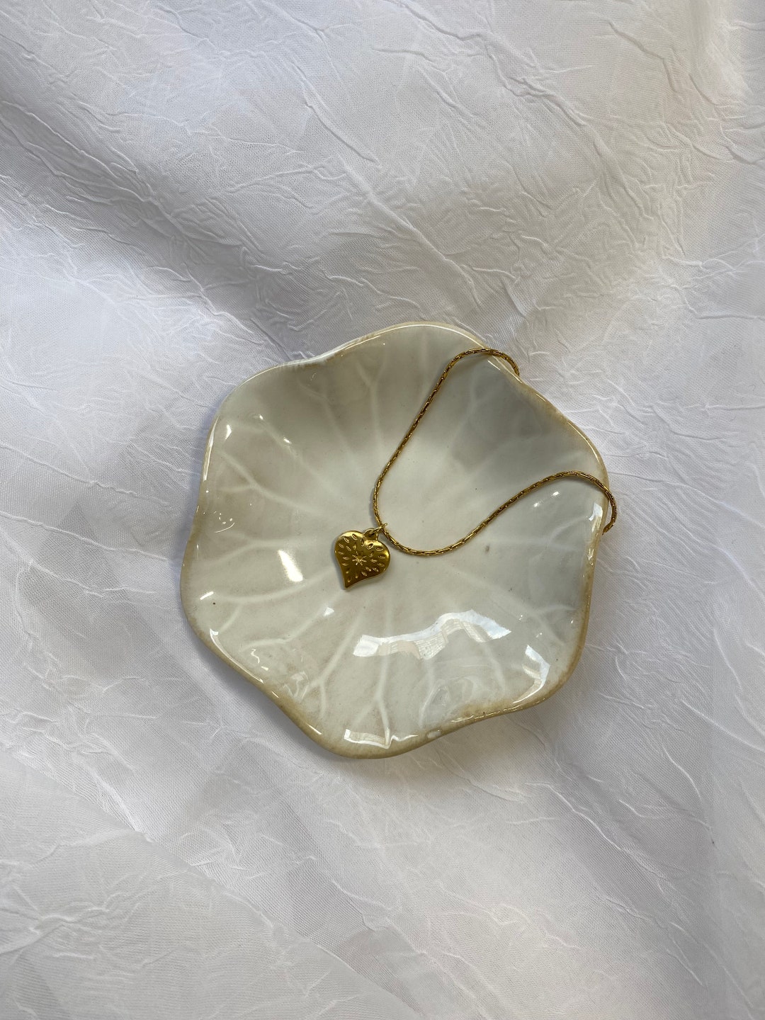 Dainty Gold Plated Boston Link Chain Necklace With Textured Gold Plated ...