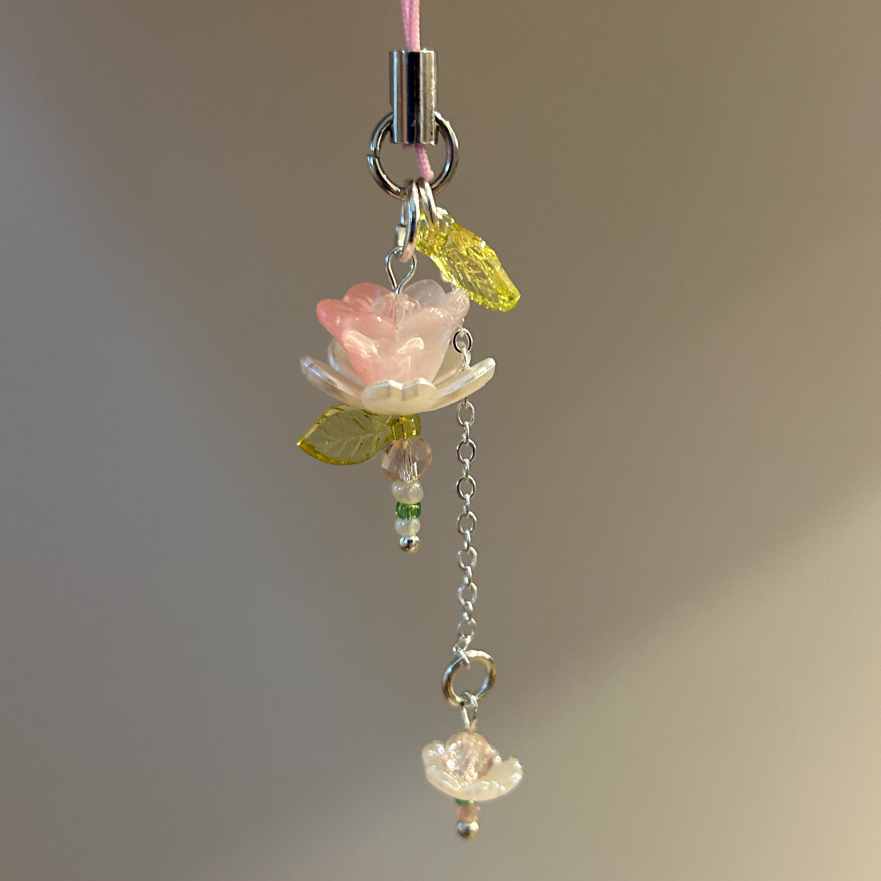 Pink Flower Phone Charm Beaded Lotus Flower Phone Strap - Etsy UK