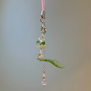 Pink Flower Phone Charm Beaded Lotus Flower Phone Strap Fairycore ...