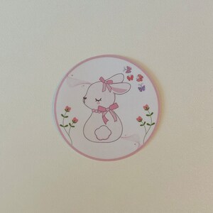 SET OF 3 Coquette Bunny Sticker Cute Pink Sticker Bow Ribbon Sticker ...