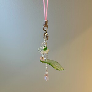 Pink Flower Phone Charm Beaded Lotus Flower Phone Strap Fairycore ...