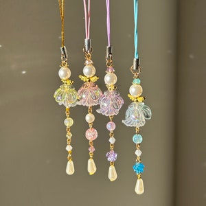 Angel Phone Charm Beaded Flower Phone Strap Coquette Handmade Keychain ...