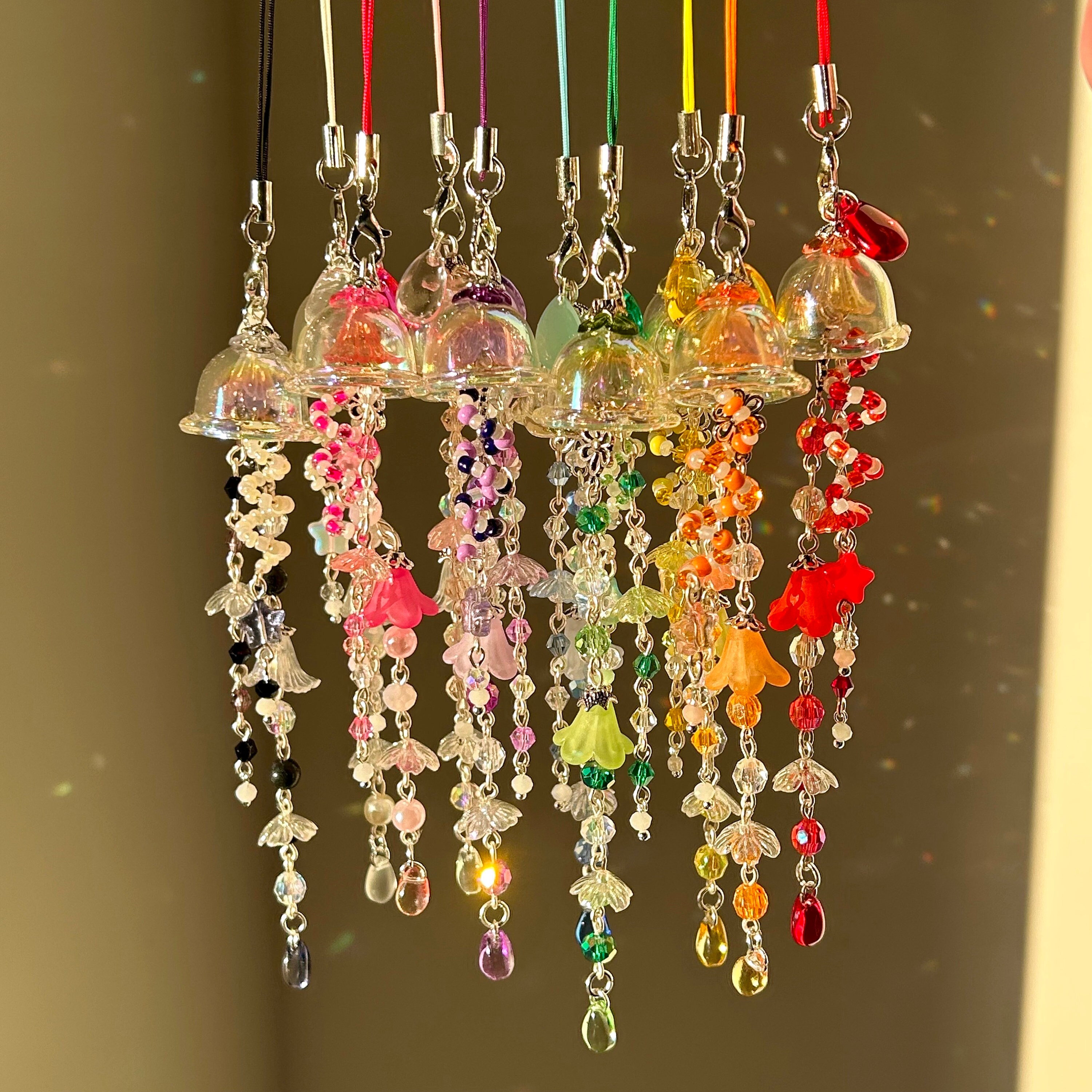 White Jellyfish Phone Charm Beaded Jellyfish Phone Strap Handmade Cute ...