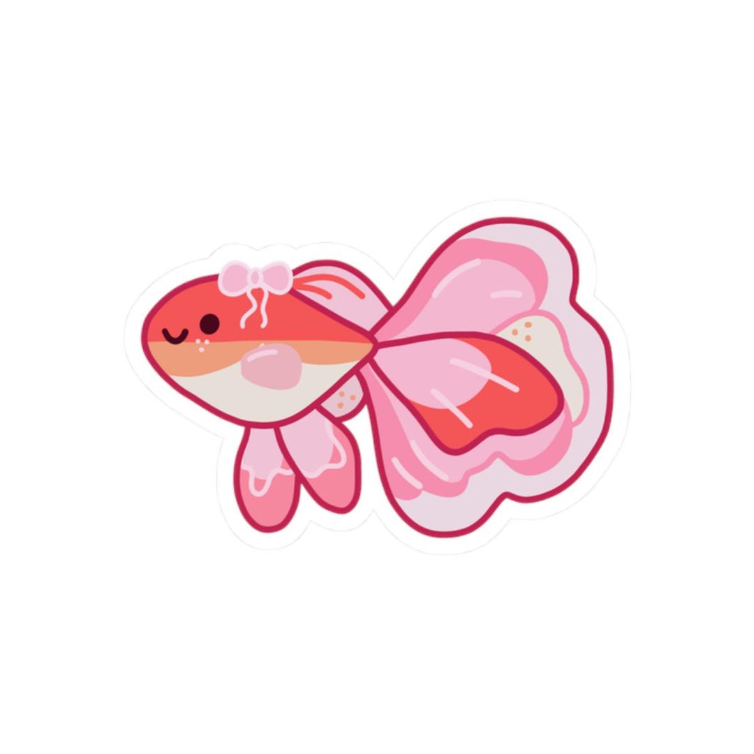 Cute Goldfish Sticker Coquette Fish Sticker for Laptop Pink Goldfish ...