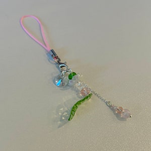 Pink Flower Phone Charm Beaded Lotus Flower Phone Strap Fairycore ...