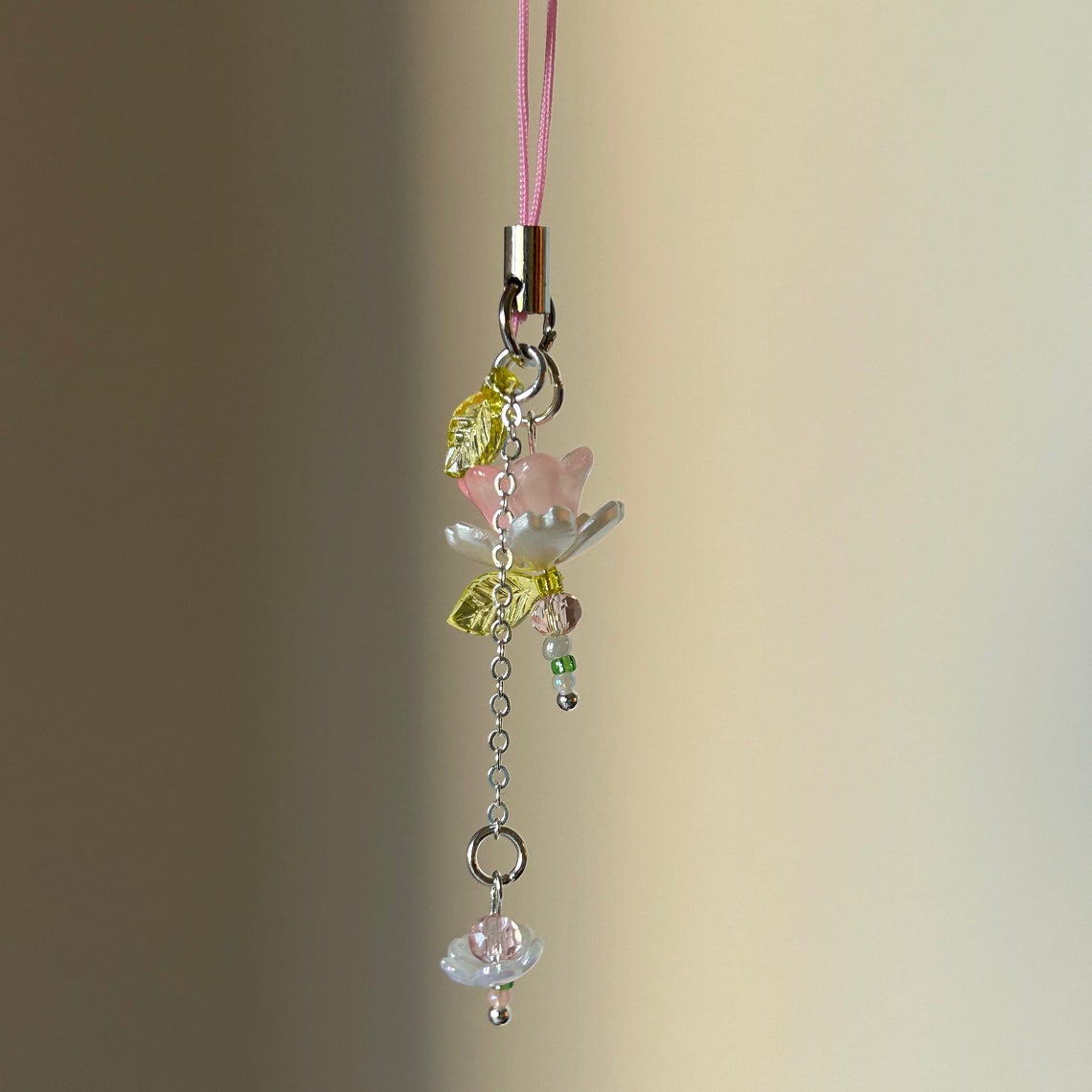 Pink Flower Phone Charm Beaded Lotus Flower Phone Strap - Etsy UK