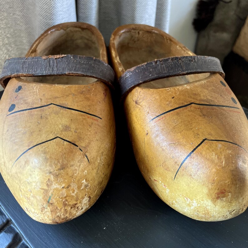 Genuine Dutch Wooden Shoes, Clogs, With Leather Straps, Netherlands ...
