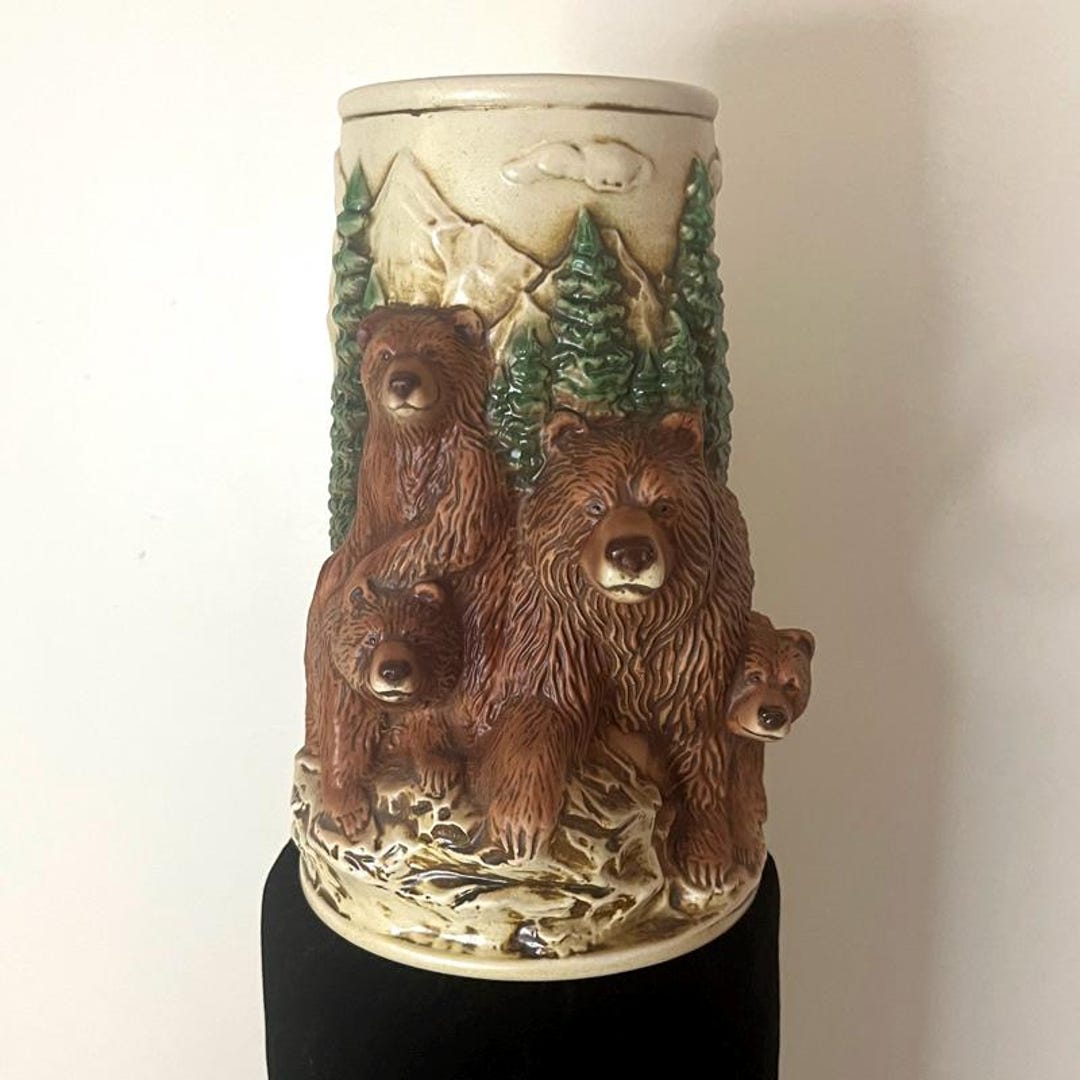 Longton Crown Noble Grizzly Bear Stein: Hand-painted 3D Relief - Etsy
