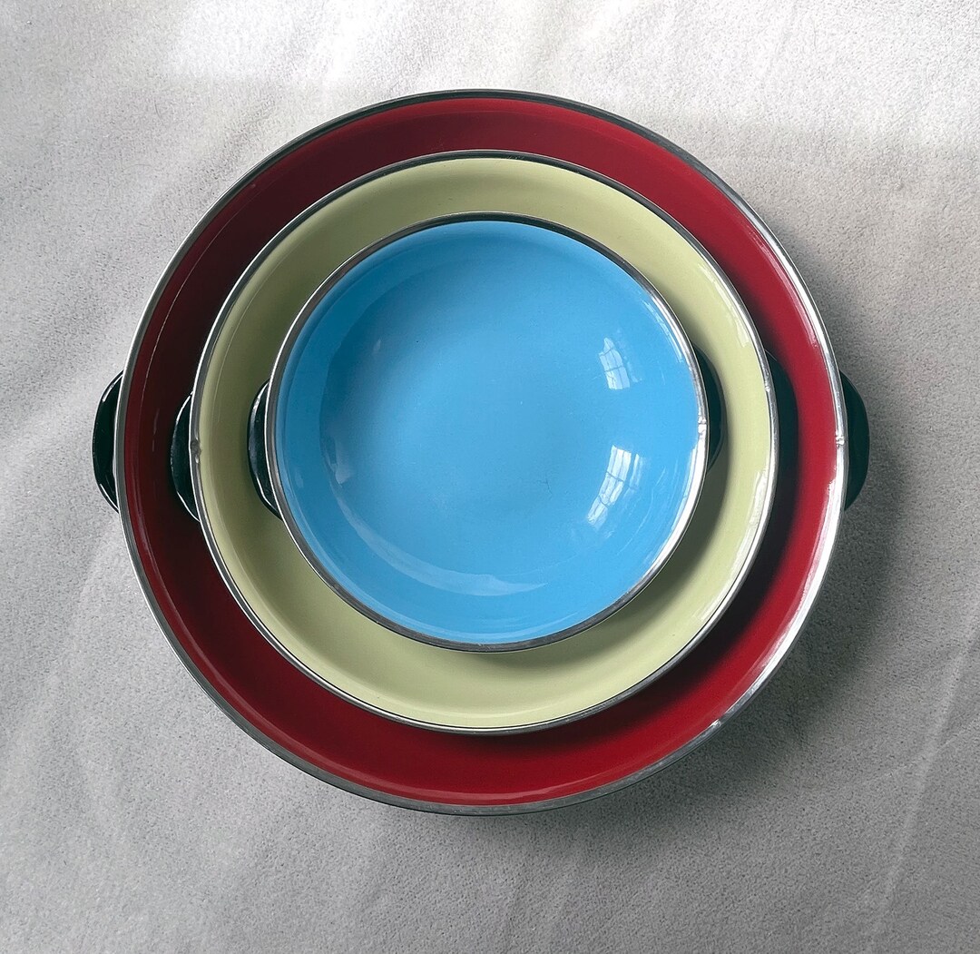 Vintage Mid Century Modern Emo Celje Double Handled Enamel Sauté Pans ...